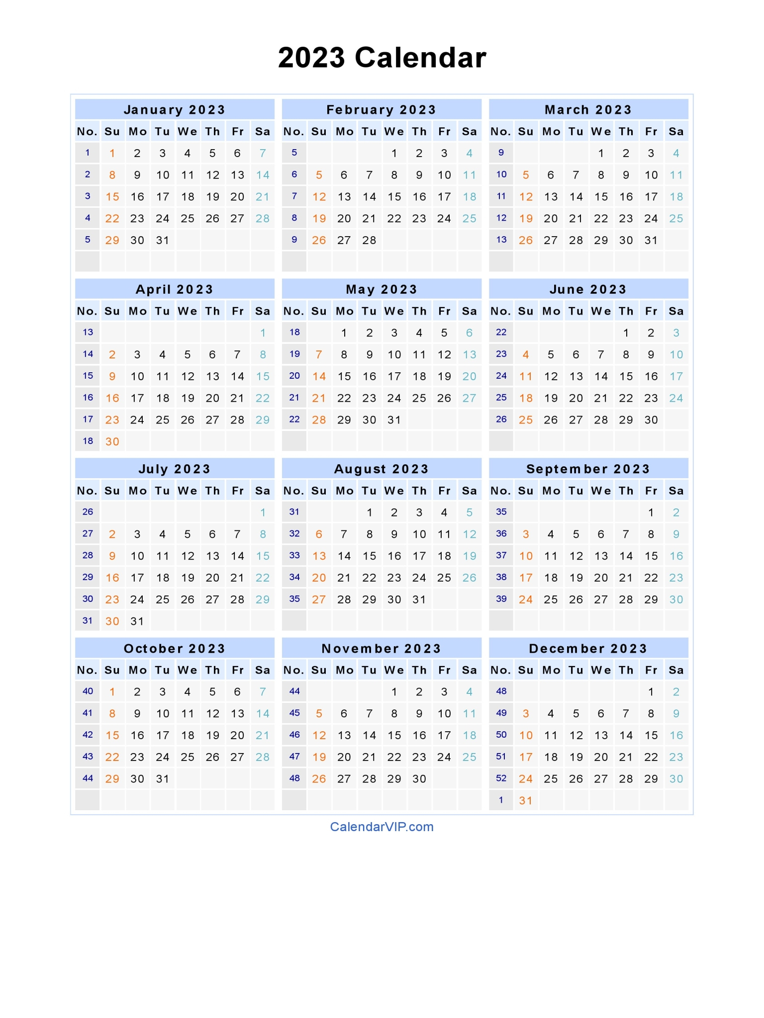 Calendar 2023 Free Printable FREE Printable Online