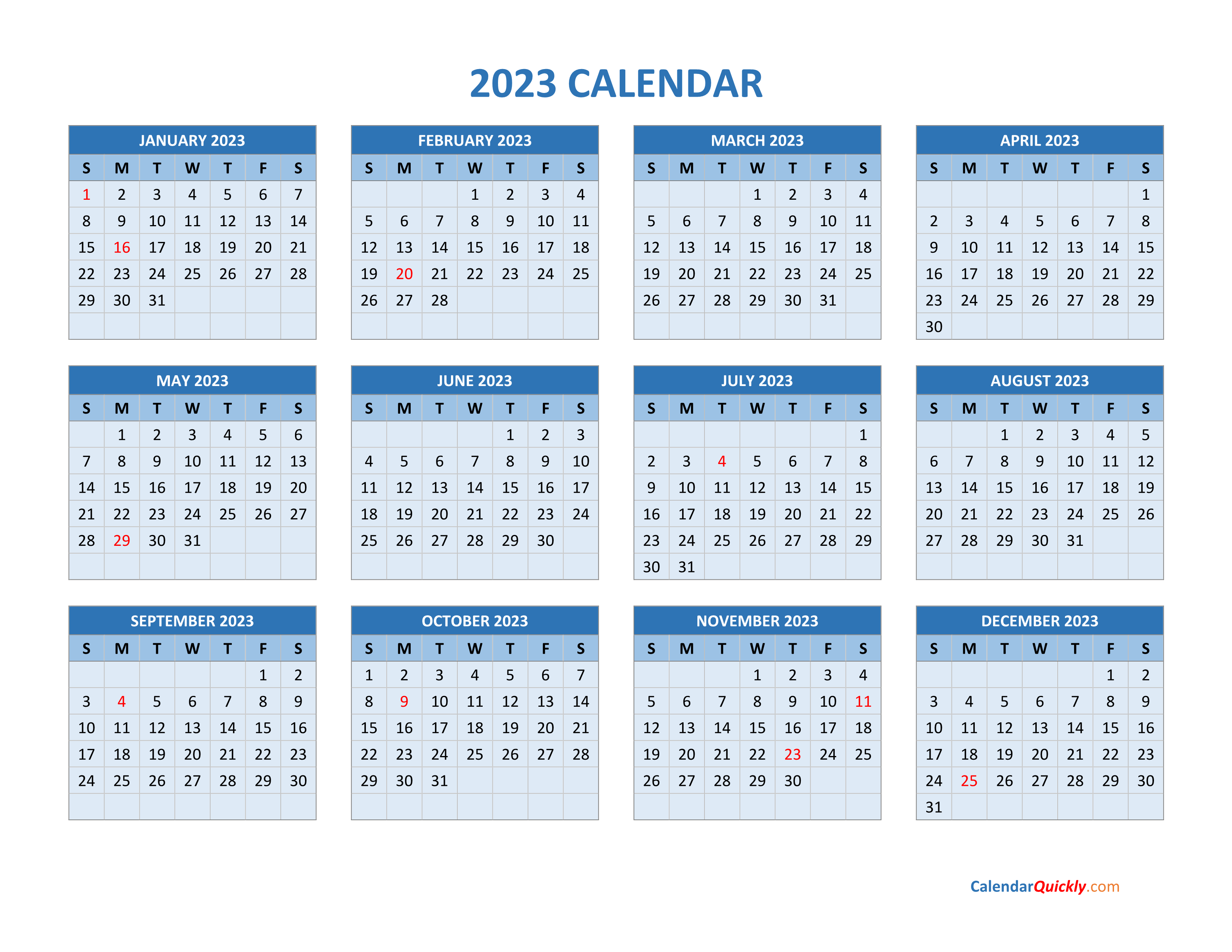 Printable 2023 Calendars Pdf Calendar 12com Free Printable Monthly 