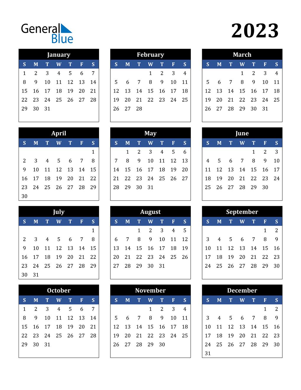 2023 Calendar Printable PDF FREE Printable Online