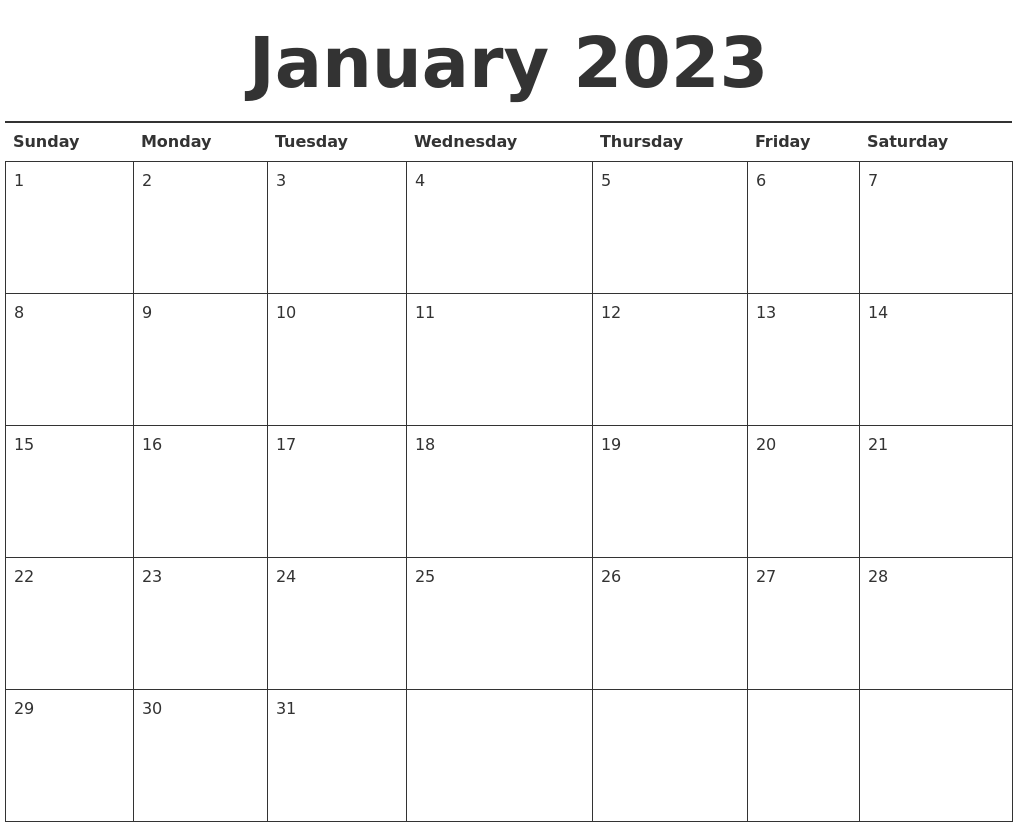 Printable Calendar 2023 Monthly FREE Printable Online